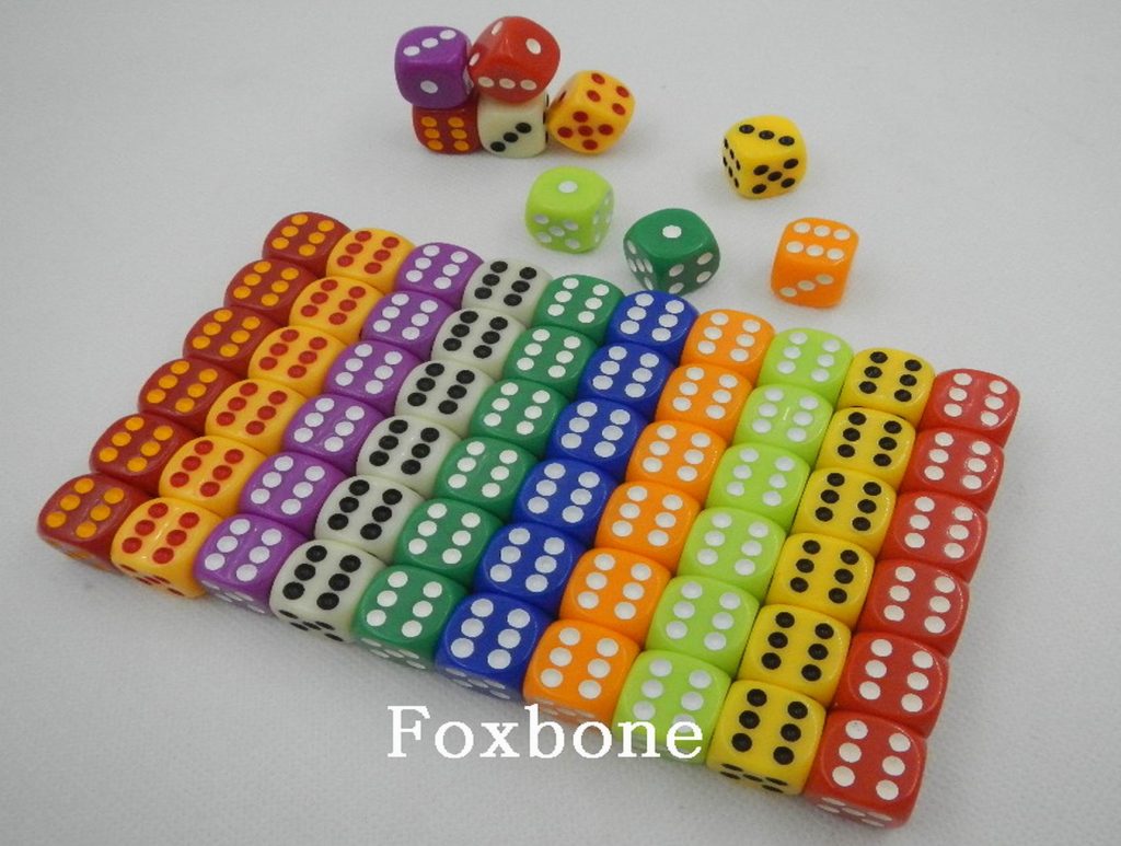 DICE SOURCE FACTORY 16MM STANDARD 6 SIDED DICE SET, 50 PIECES COLORFUL ...